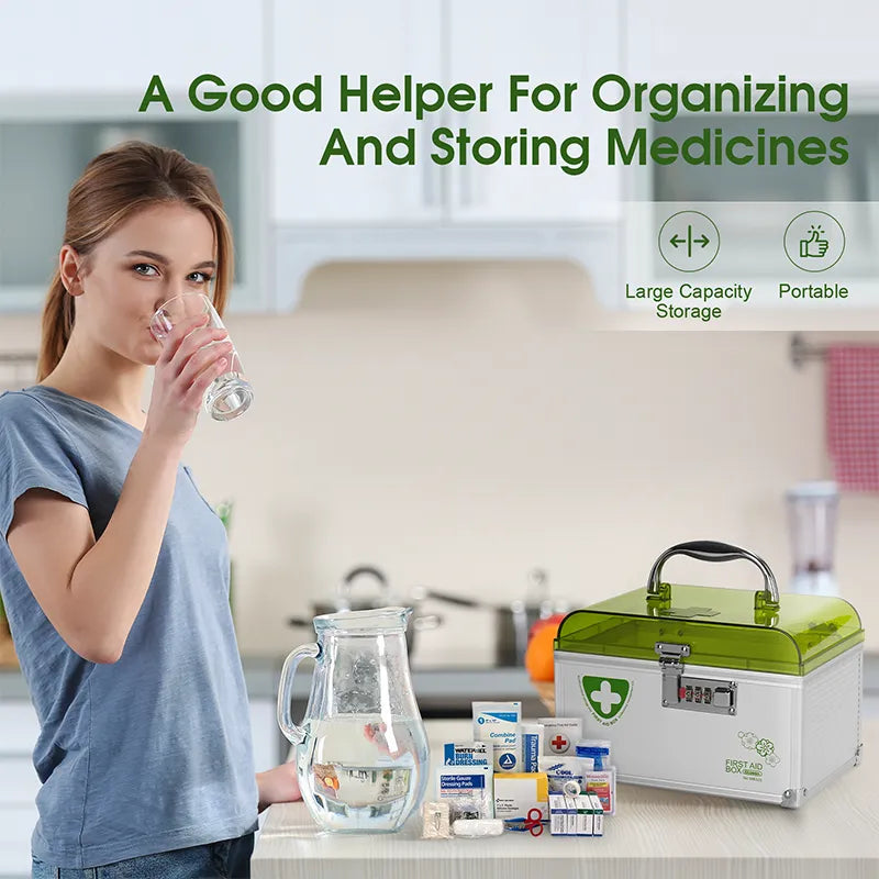 Glosen medicine safe lock box, Locking Medicine Box with Combination L